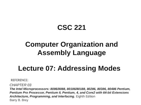 Pptx Csc 221 Computer Organization And Assembly Language Lecture 07 Addressing Modes Chapter