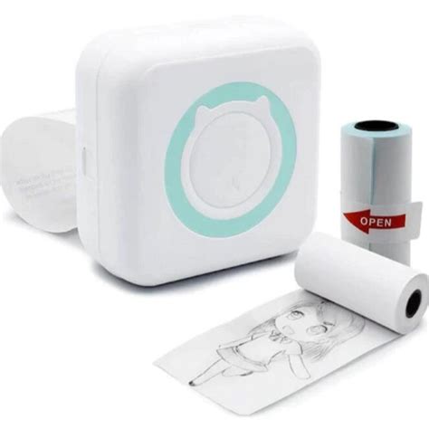 Мини термален принтер и 1 хартиена ролка 57x25 мм Bluetooth Ios Android съвместим App печат