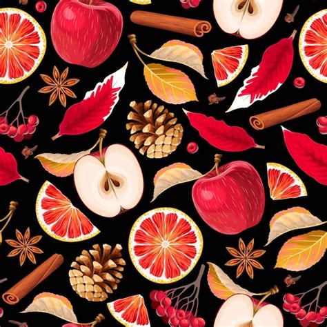 Premium Vector Seamless Vector Pattern With Fruits And Spices