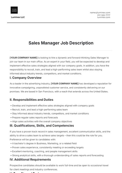 Competency Based Job Description Template Prntbl