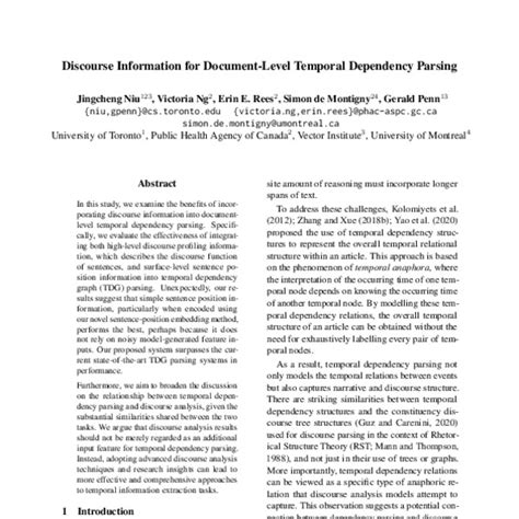 discourse information for document level temporal dependency parsing
