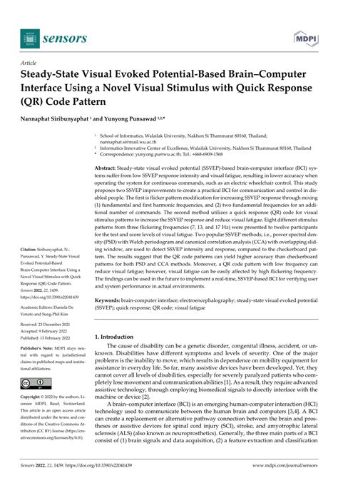Pdf Steady State Visual Evoked Potential Based Braincomputer
