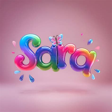 Rainbow Sara Name Graphic With Butterfly Stock Illustration
