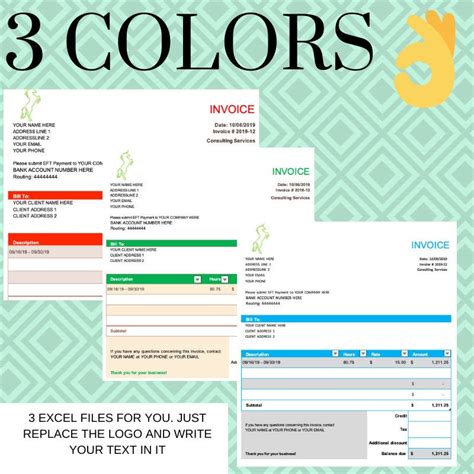 3 EXCEL Invoices Template Great For Consulting And Hourly Work Etsy