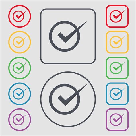 Check Mark Sign Icon Checkbox Button Symbols On The Round And Square