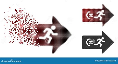 Shredded Pixel Halftone Exit Direction Icon Stock Vector Illustration Of Destruction Explode