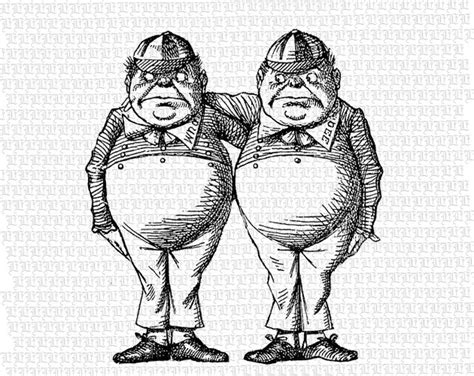 Tweedledum Tweedledee Alice In Wonderland Digital Illustration 300dpi