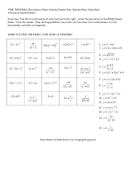 Product And Quotient Rule Worksheet Pro Worksheet