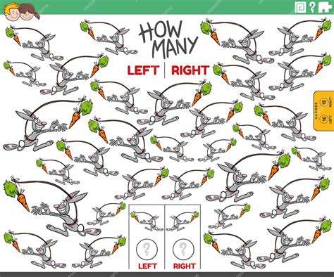 Premium Vector Counting Left And Right Pictures Of Comic Rabbit