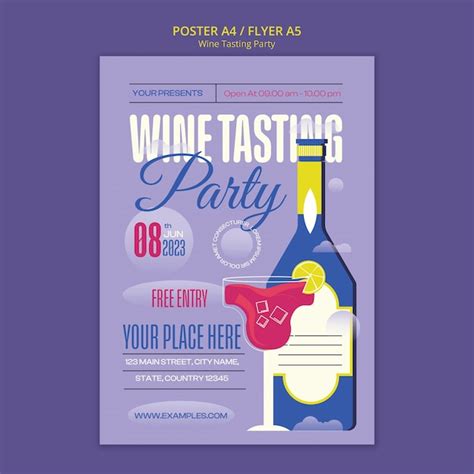 와인 시음 파티 포스터 템플릿 무료 Psd 파일