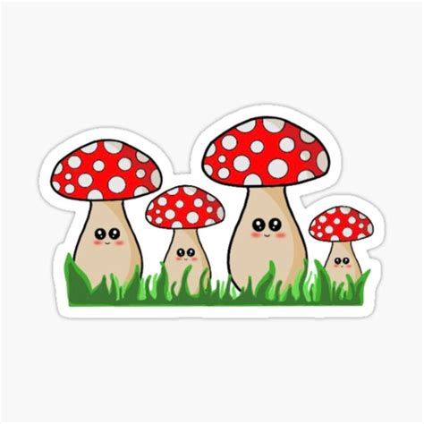 Cute Mushroom Sticker Sticker By Maliniak Redbubble