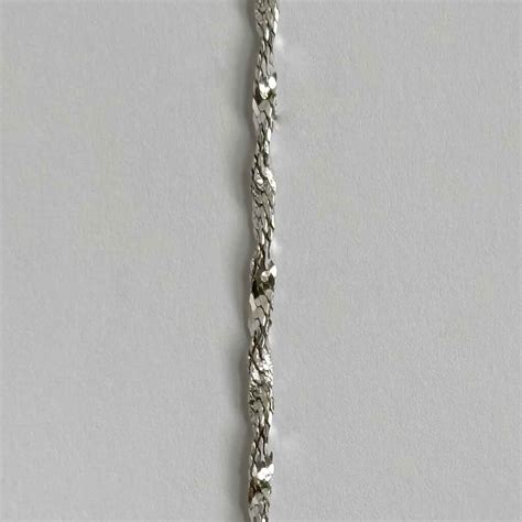 Sterling Silver Twisted Herringbone Chain Necklace With Rhodium Plate
