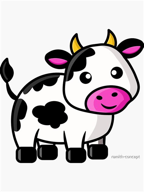 Cute Cartoon Cow Sticker For Sale By Ramith Concept Redbubble