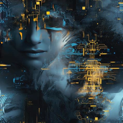 Premium Ai Image Abstract Tech Portrait With Digital Elements