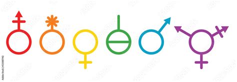 Different Gender Isolated Lgbtq Rainbow Set Transgender Non Binary