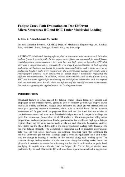 Pdf Fatigue Crack Path Evaluation On Two Different Micro Structures Hc And Bcc Under