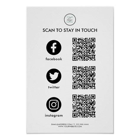 Social Media Qr Code Business Poster Zazzle