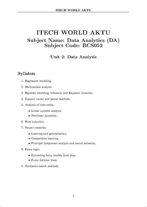 Data Analytics Bcs052 Unit 2 Comprehensive Study Notes Studocu
