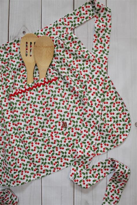 Cherry Retro Half Apron Vintage Half Apron Retro Apron Cherry Apron