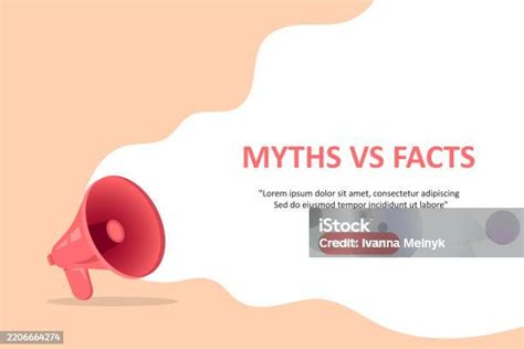신화 대 사실 말풍선이 있는 확성기 확성기 비즈니스 마케팅 및 광고를 위한 배너 벡터 일러스트 레이 션 개념에 대한 스톡 벡터 아트 및 기타 이미지 Istock