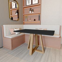 Mesa Retangular Jantar x cm Manu Preta Base Madeira Maciça