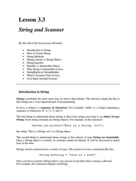 An In Depth Guide To Strings And Scanners In Java Pdf String