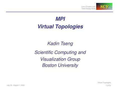Ppt Mpi Virtual Topologies Kadin Tseng Scientific Computing And Visualization Group Boston