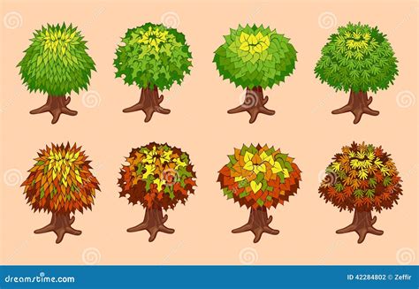 Set Of Isometric Trees Stock Vector Illustration Of Collection