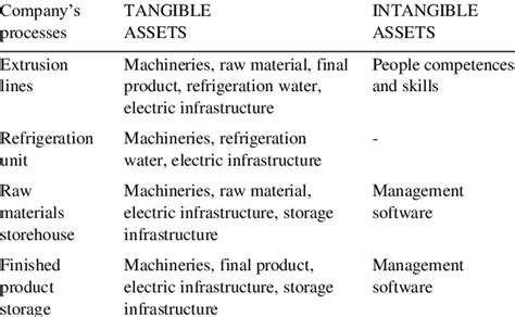 tangible and intangible assets recognition download table