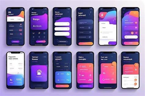 Design Of The Mobile Application Ui Ux A Set Of Gui Screens With Login And Password Input