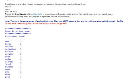 Solved A Palidrome Is A Word Or Phrase Or Sequence That