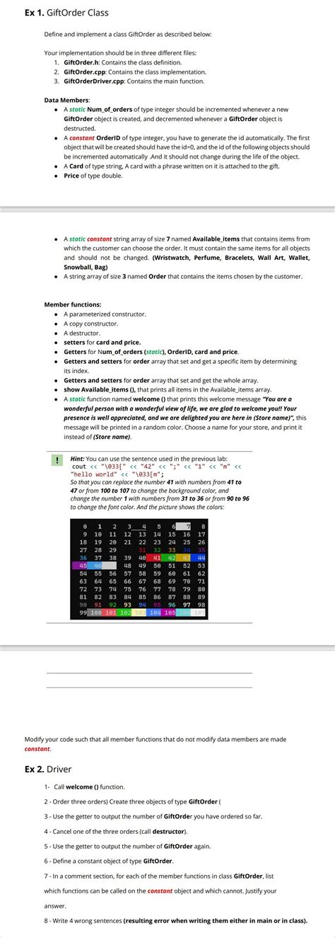 Solved Ex 1 Torder Class Define And Implement A Class