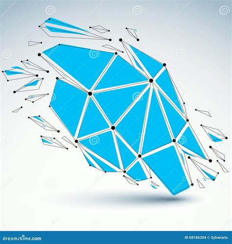 Abstract Vector Low Poly Wrecked Asymmetric Object With Black Li Stock