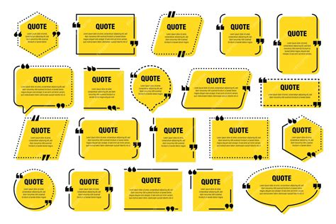 Premium Vector Set Of Yellow Isolated Quote Frames Speech Bubbles With Quotation Marks Blank