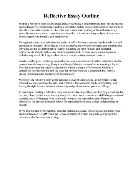 Reflective Essay Outline Pdf