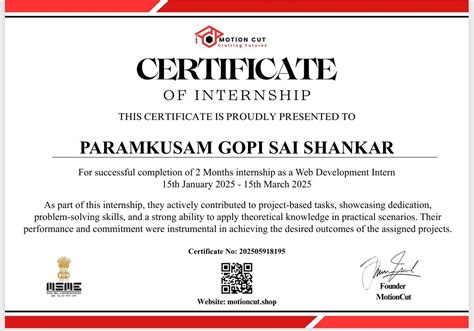 Webdevelopment Internship Motioncut Frontend Backend Coding Paramkusam Gopi Sai Shankar