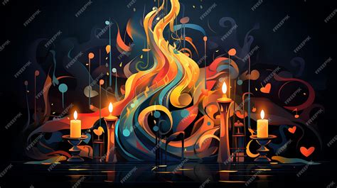 Bandera De Llamas De Velas Entrelazadas Con Notas Musicales E
