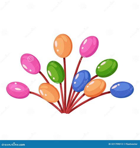 Candy Fantasy Plant Funny Rainbow Sweet Caramel Balls On Sticks Stock Vector Illustration Of