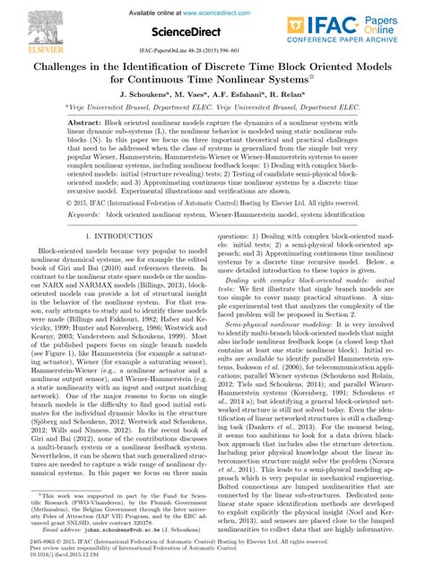 Pdf Challenges In The Identification Of Discrete Time Block Oriented Models For Continuous
