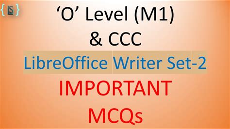 Libreoffice Writer Important Mcqs Ccc And O Level M1 Youtube