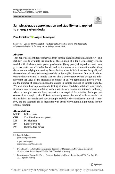 Sample Average Approximation And Stability Tests Applied To Energy