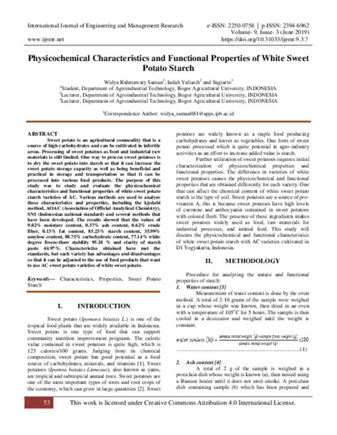 Pdf Physicochemical Characteristics And Functional Properties Of