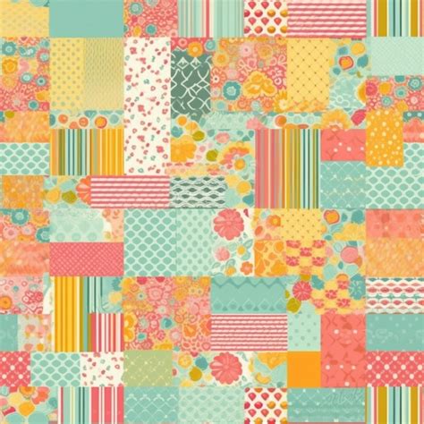 Premium AI Image A Patchwork Pattern With Different Colors And Patterns Generative Ai