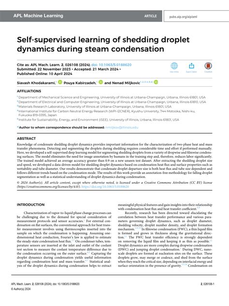 Pdf Self Supervised Learning Of Shedding Droplet Dynamics During Steam Condensation