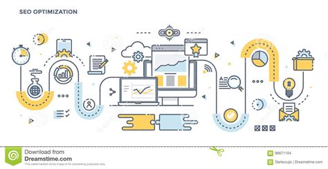 flat line design header seo stock vector illustration of landing concept 96671104