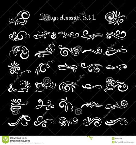 Divider Line Border Underline Vintage Design Set Cartoon Vector