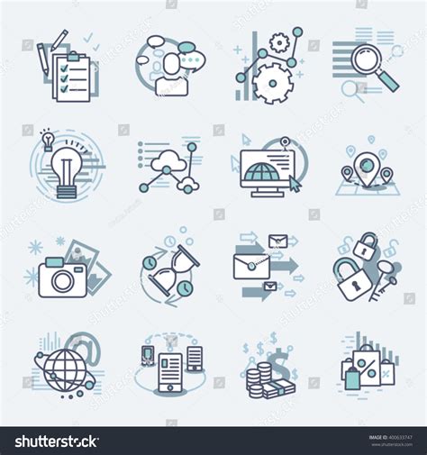 Creative Modern Outline Web Icon Set Stock Vector Royalty Free