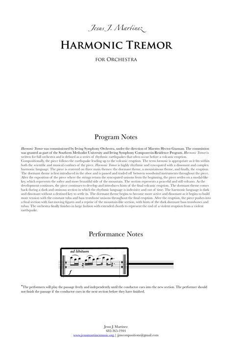 Harmonic Tremor For Orchestra