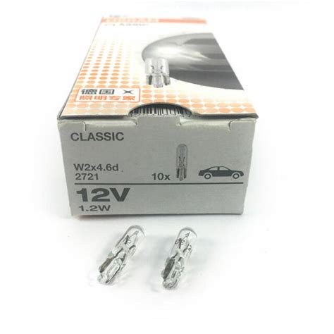 Set of 10 NEW OSRAM 2721 12V1.2W W1.2W W2×4.6d T5 OD5MM AUTOMOTIVE ...