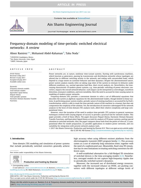 Pdf Frequency Domain Modeling Of Time Periodic Switched Electrical Networks A Review